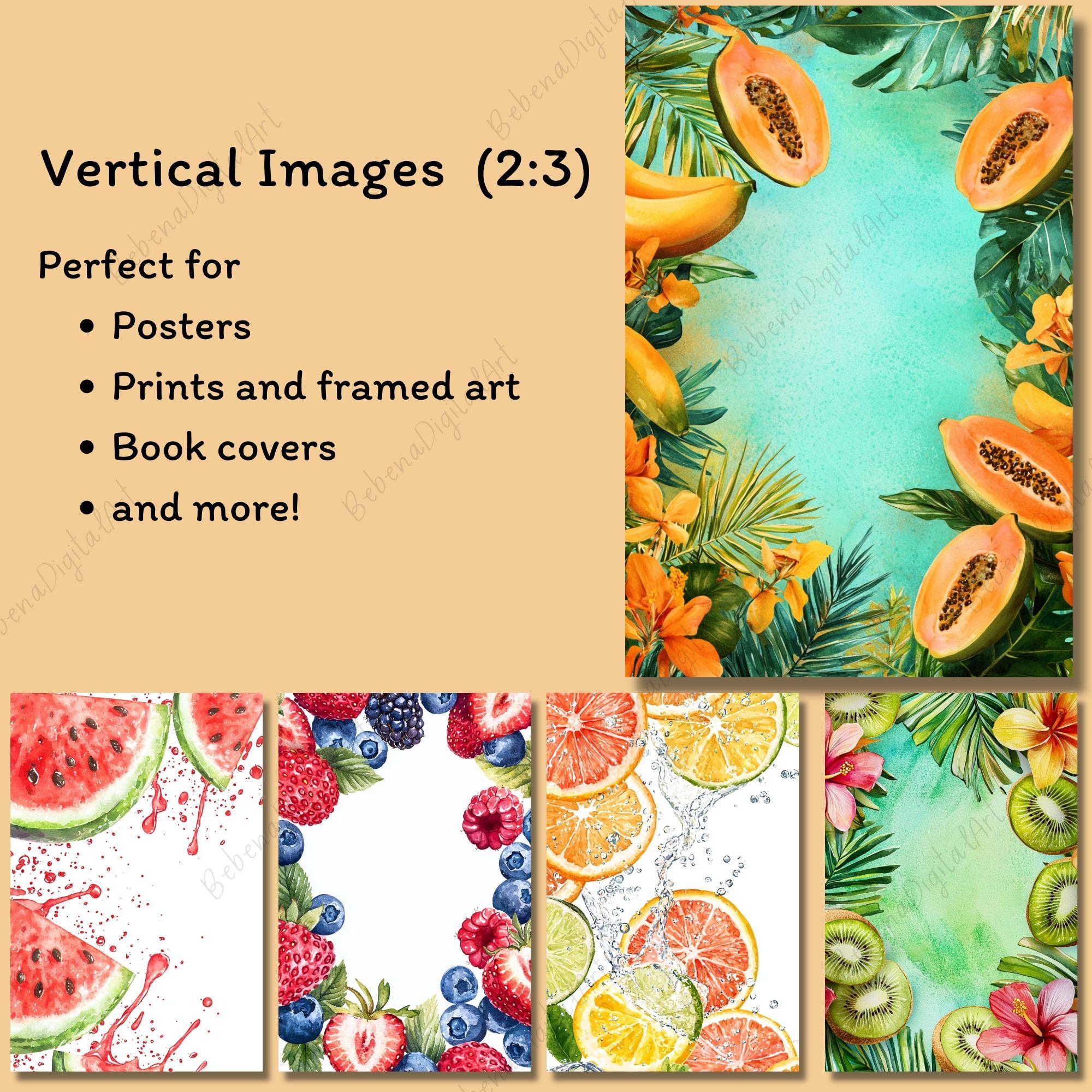 1,355 Watercolor Fruit Backgrounds, Food Digital Paper, Watercolor Food ...