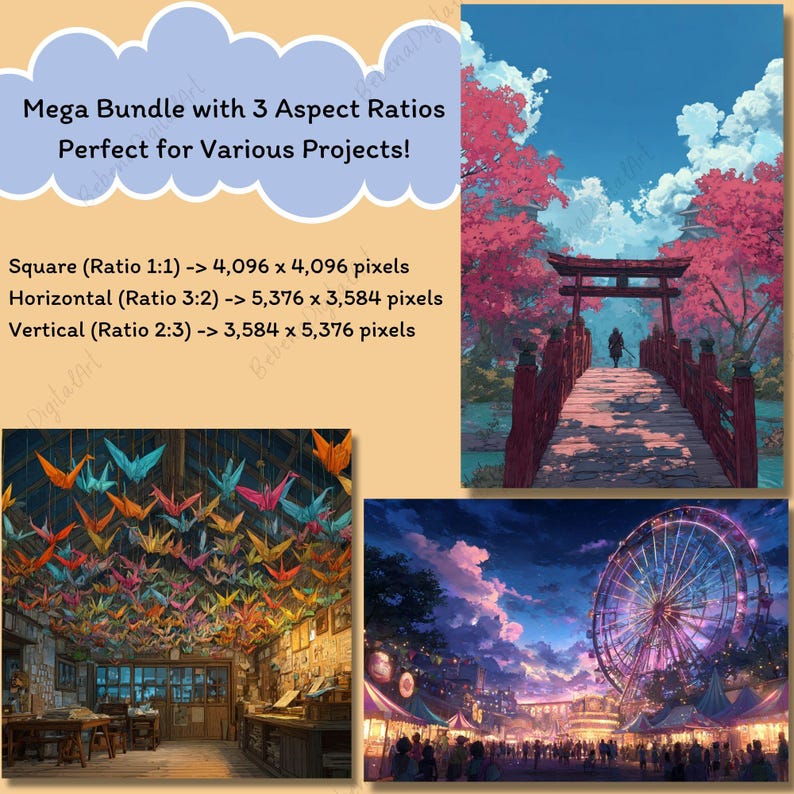 3,600 Anime Inspired: Digital Background Mega Bundle, Scenery Landscape ...