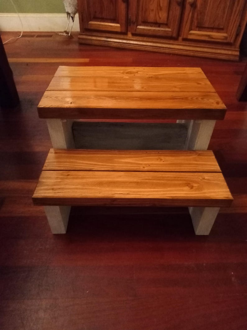 Solid Wood Step Stool, Farmhouse Kitchen Stool, Rustic Footstool, Wooden Stool, Handmade ...