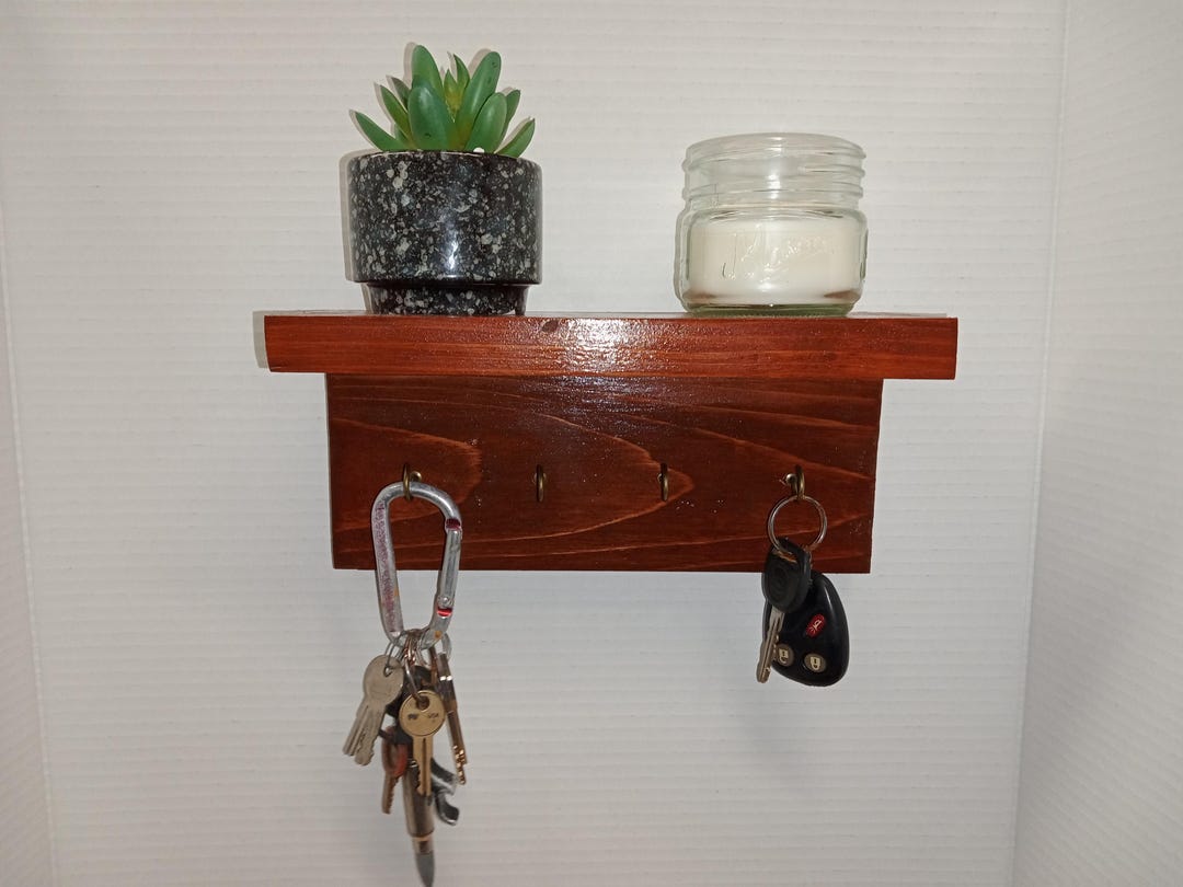 Entryway Key Rack Handmade From Wood, Rustic Wall Mounted Holder ...