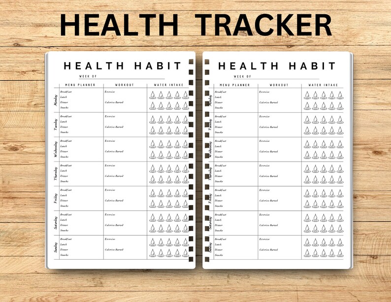 Simple Weekly Health Habit Tracker Wellness Tracker Digital Health ...