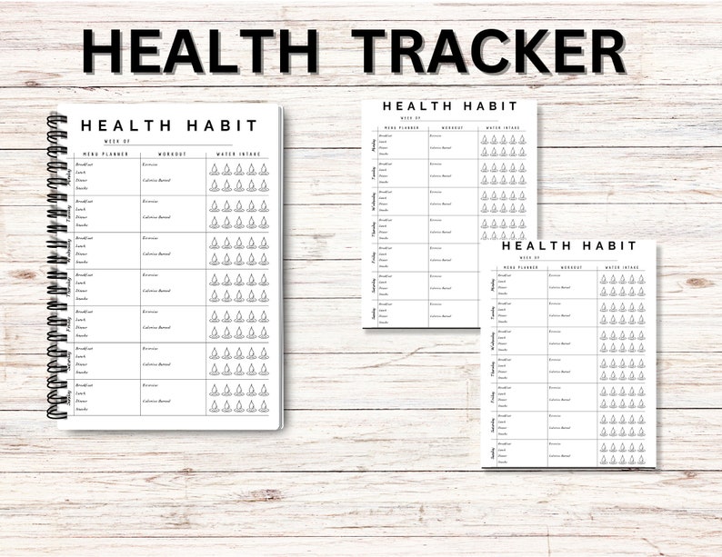 Simple Weekly Health Habit Tracker Wellness Tracker Digital Health ...