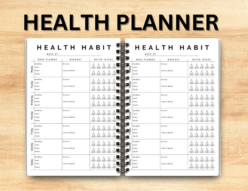 Simple Weekly Health Habit Tracker Wellness Tracker Digital Health ...