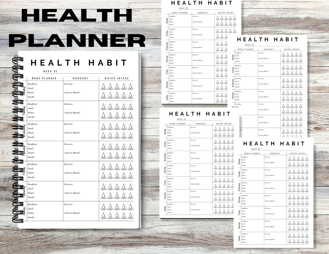 Simple Weekly Health Habit Tracker Wellness Tracker Digital Health ...