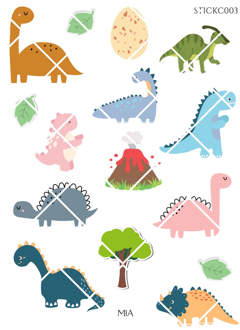 Cartoon Dinosaur Sticker Sheet - Etsy