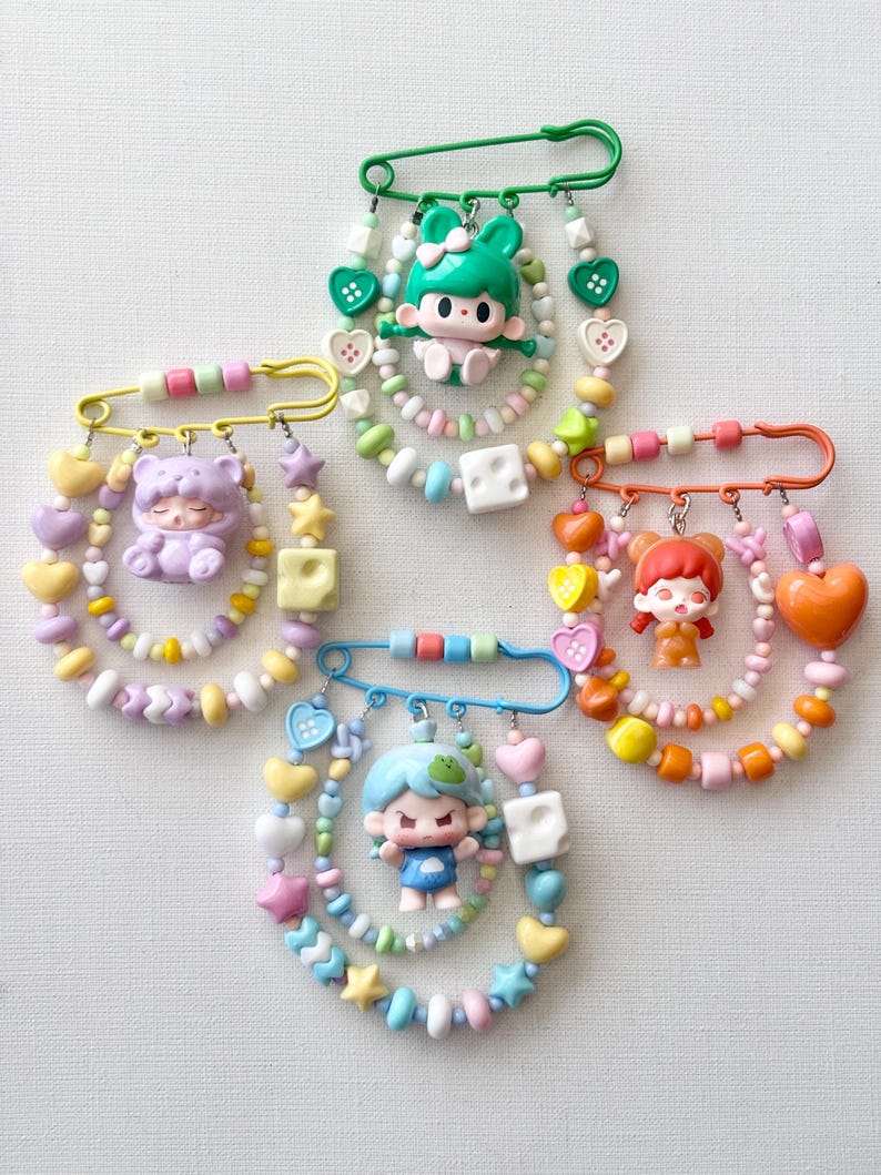 Safety Pins Brooch With Cute Figures | Bag Charm|mini Blind Box Pop ...