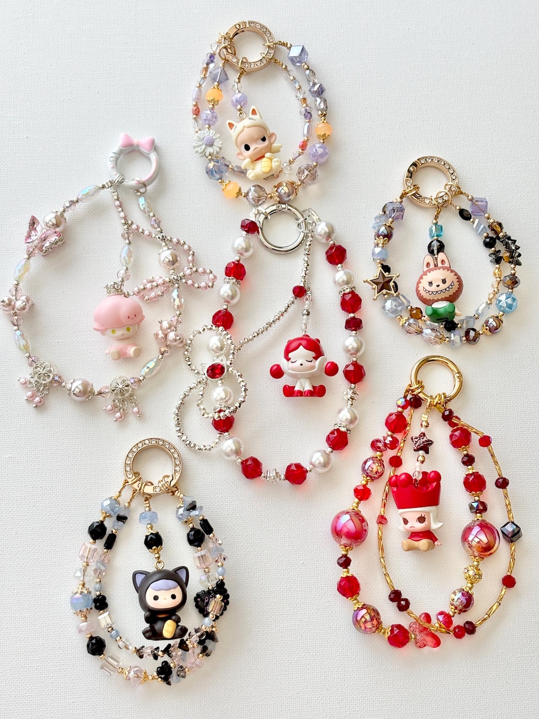 Cute POPMART SP Labubu Molly Crybaby Pop Beans Keychain | Phone Charm ...