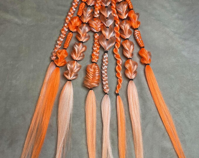 PAIR of Braided Ponytails, Bright Pink Festival Hair, Pink Rave Braids ...