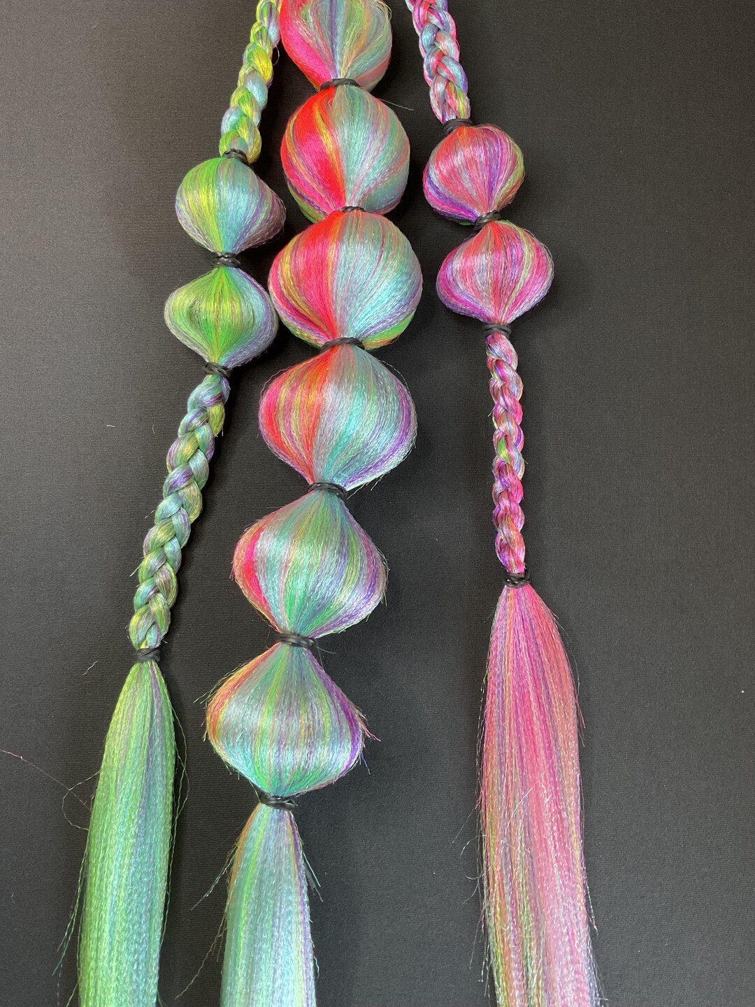 Pink, Blue, Purple, Neon Yellow ** Reusable Tie in Braided Ponytail ...