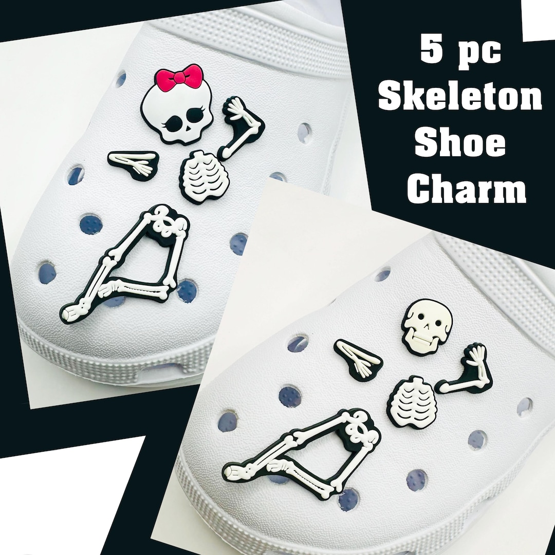 Skeleton Shoe Charms, 5 Pc Skeleton Set, Halloween Shoe Charms, Clog ...