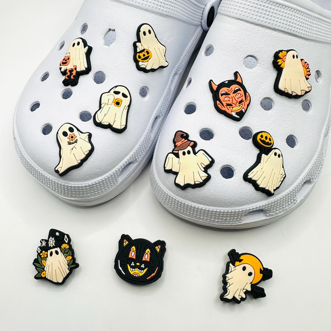 Halloween Croc Charms, Cute Ghost Shoe Charms, Halloween Shoe Charms ...