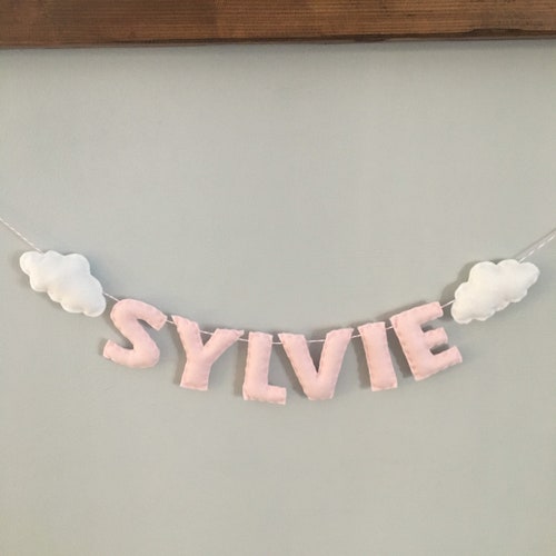 Felt Name Banner Cloud Nursery Decor Personalized Gift | Etsy