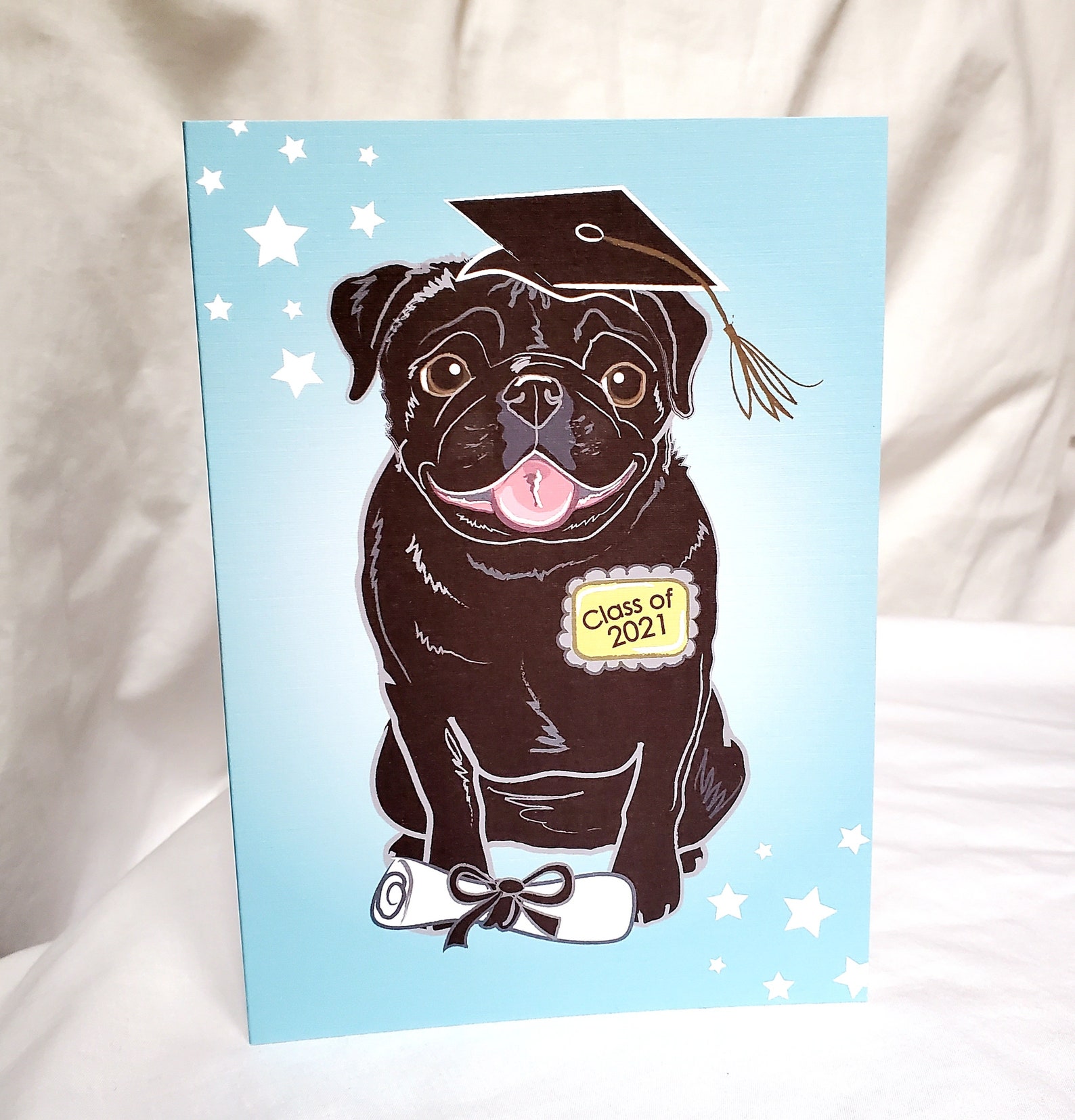 Black Pug Graduation Greeting Card - Etsy