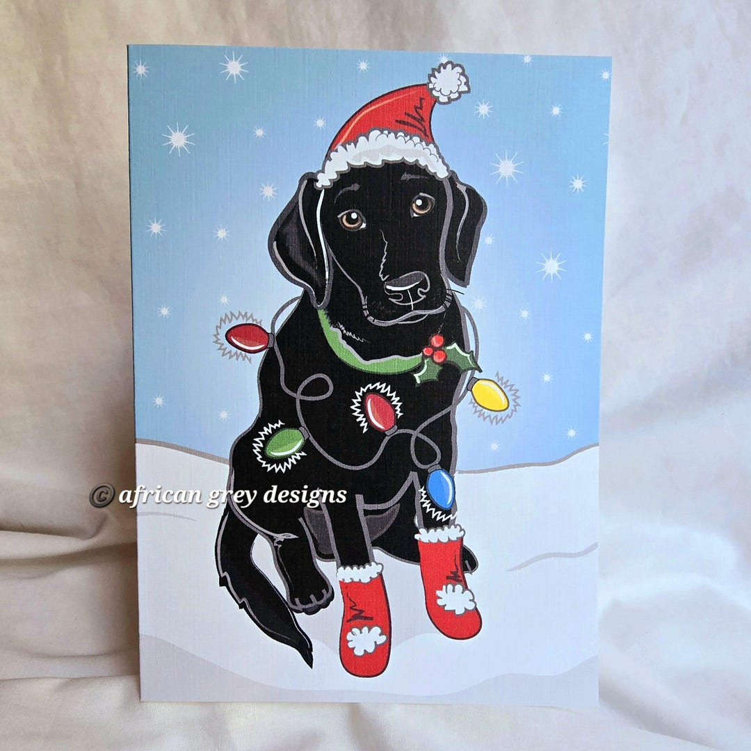 Christmas Black Lab Greeting Card - Etsy