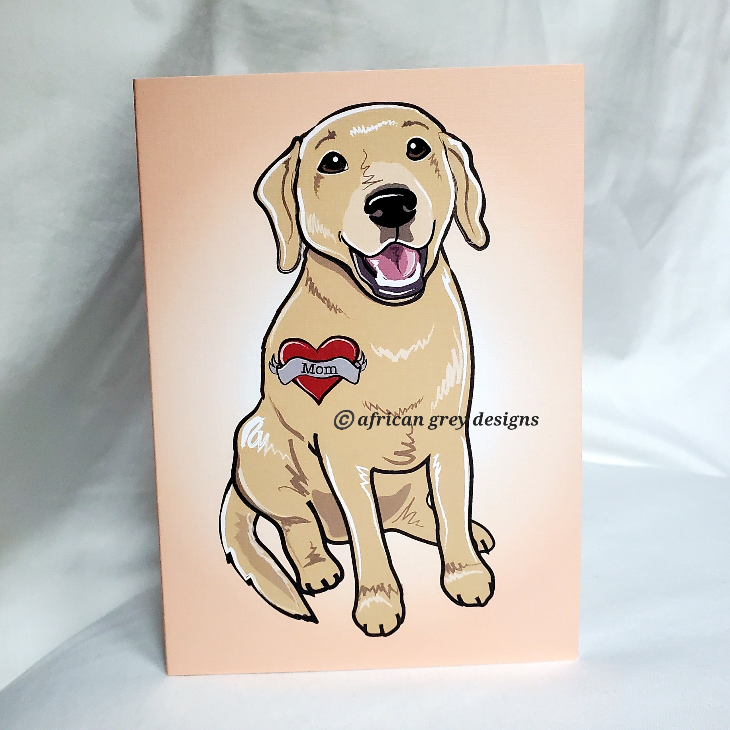 Yellow Lab Tattoo Greeting Card Customized With Your Name - Etsy