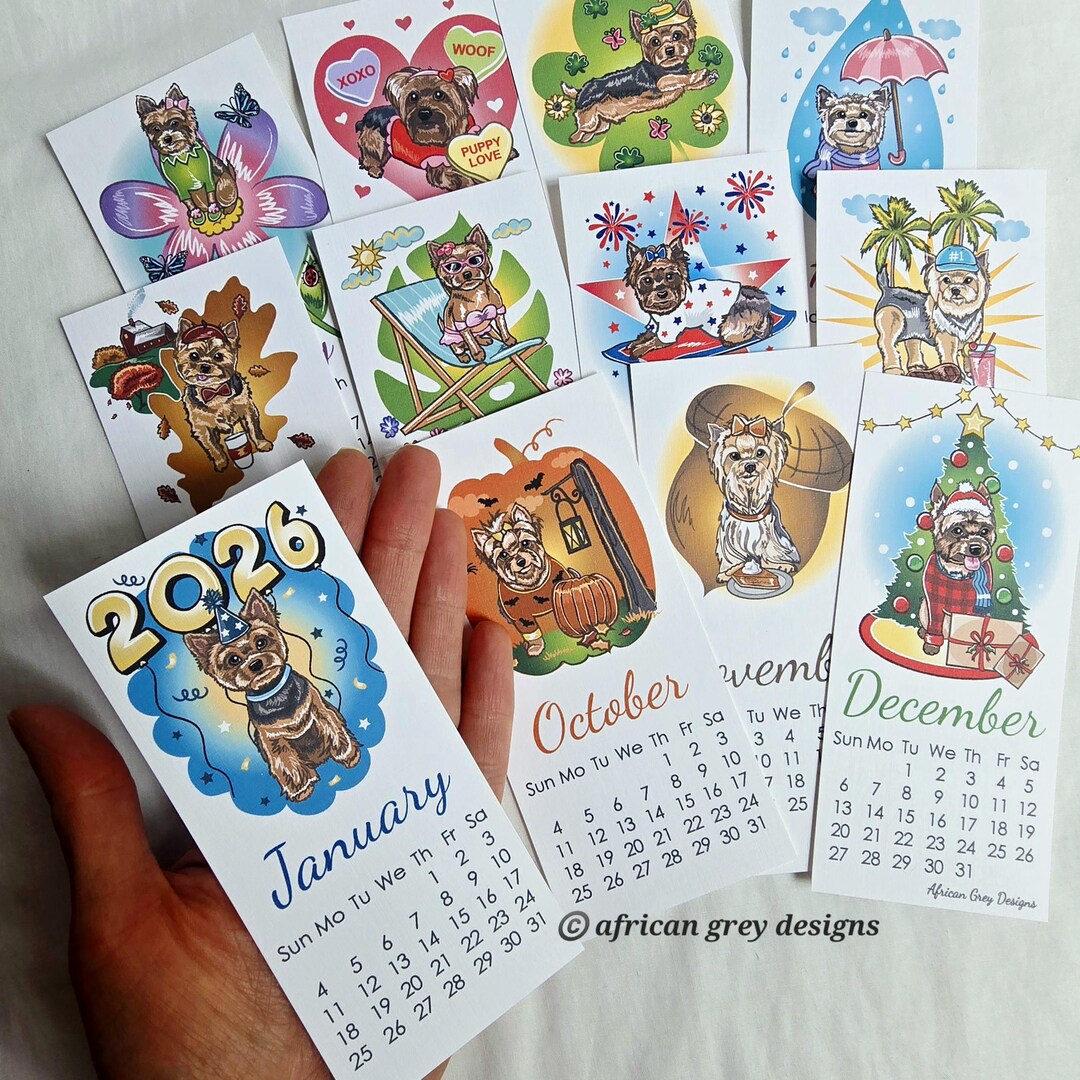 2026 Yorkie Calendar - Mini Desk Size - Printed on Recycled Linen Paper ...