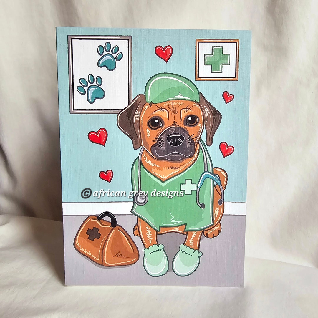Dr. Puggle Greeting Card - Doctor or Veterinary Card - Etsy