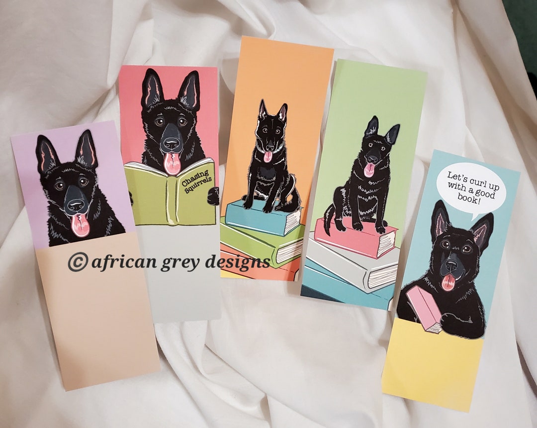 German Shepherd Bookmarks - Black Fur - Eco-friendly Set of 5 - Etsy