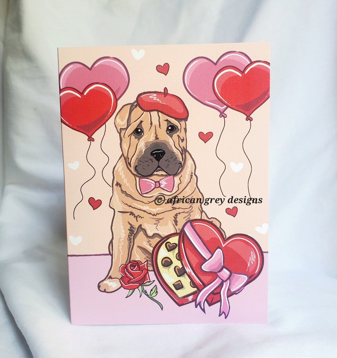 Shar Pei in Love Greeting Card - Etsy