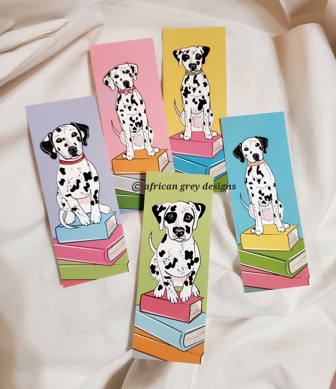 Dalmatian Bookmarks - Eco-friendly Set of 5 - Printed on Recycled Linen ...