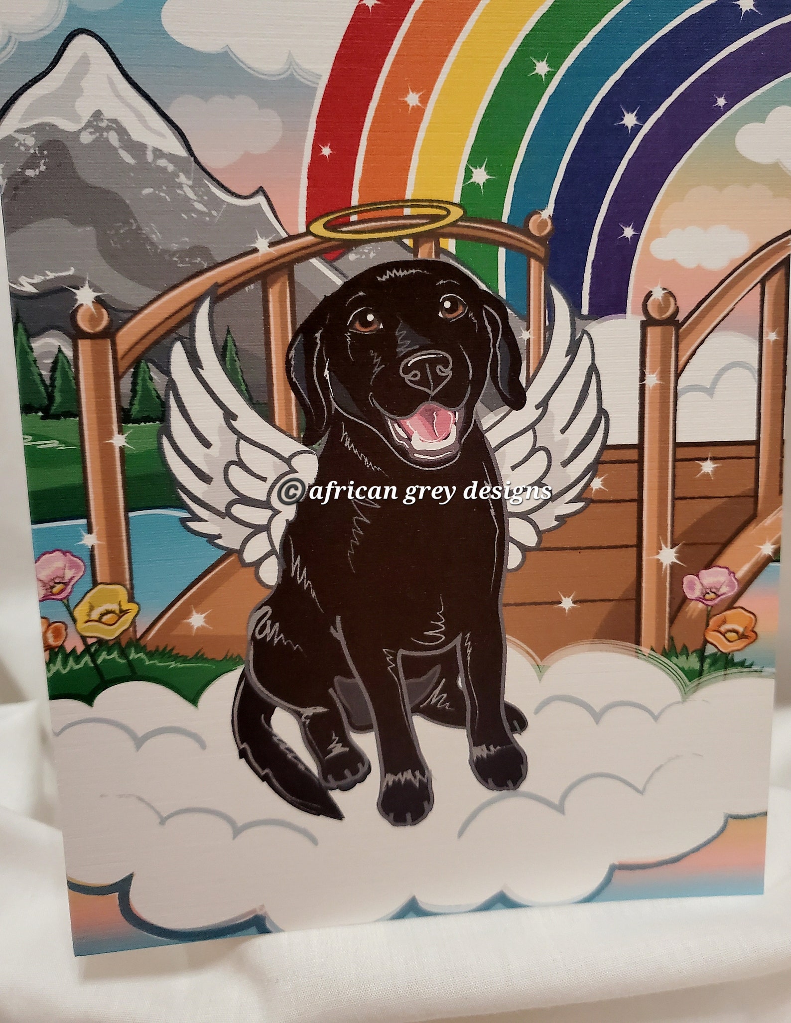 Rainbow Bridge Black Lab Angel Greeting Card - Etsy