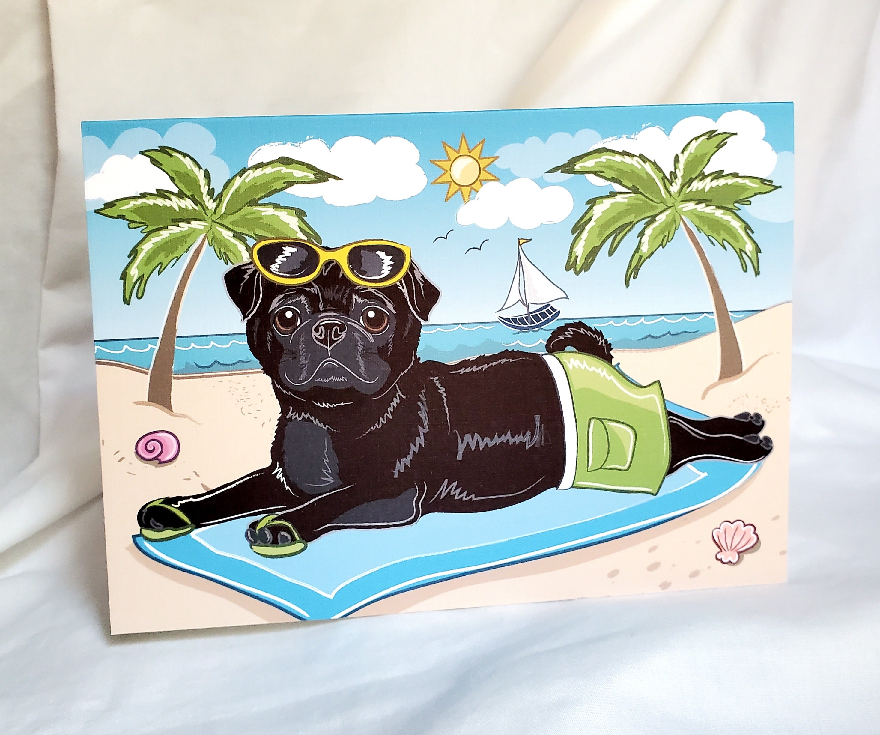 Paper & Party Supplies Beach Puggle Greeting Card Greeting Cards ...