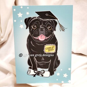 Black Pug Graduation Greeting Card - Choose Your Grad Year - Etsy