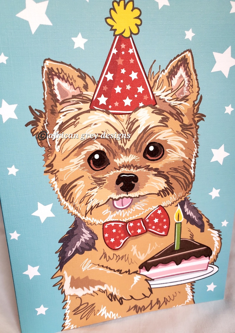 Yorkie Birthday Cake Greeting Card - Etsy