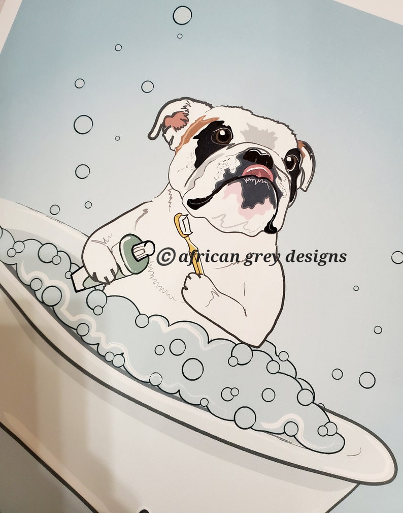 Bathtime English Bulldog - Eco-friendly 8x10 Print - Etsy
