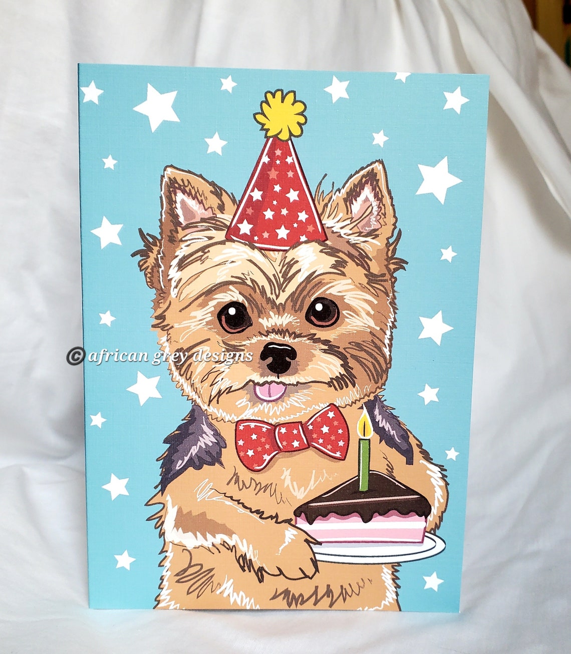 Yorkie Birthday Cake Greeting Card - Etsy