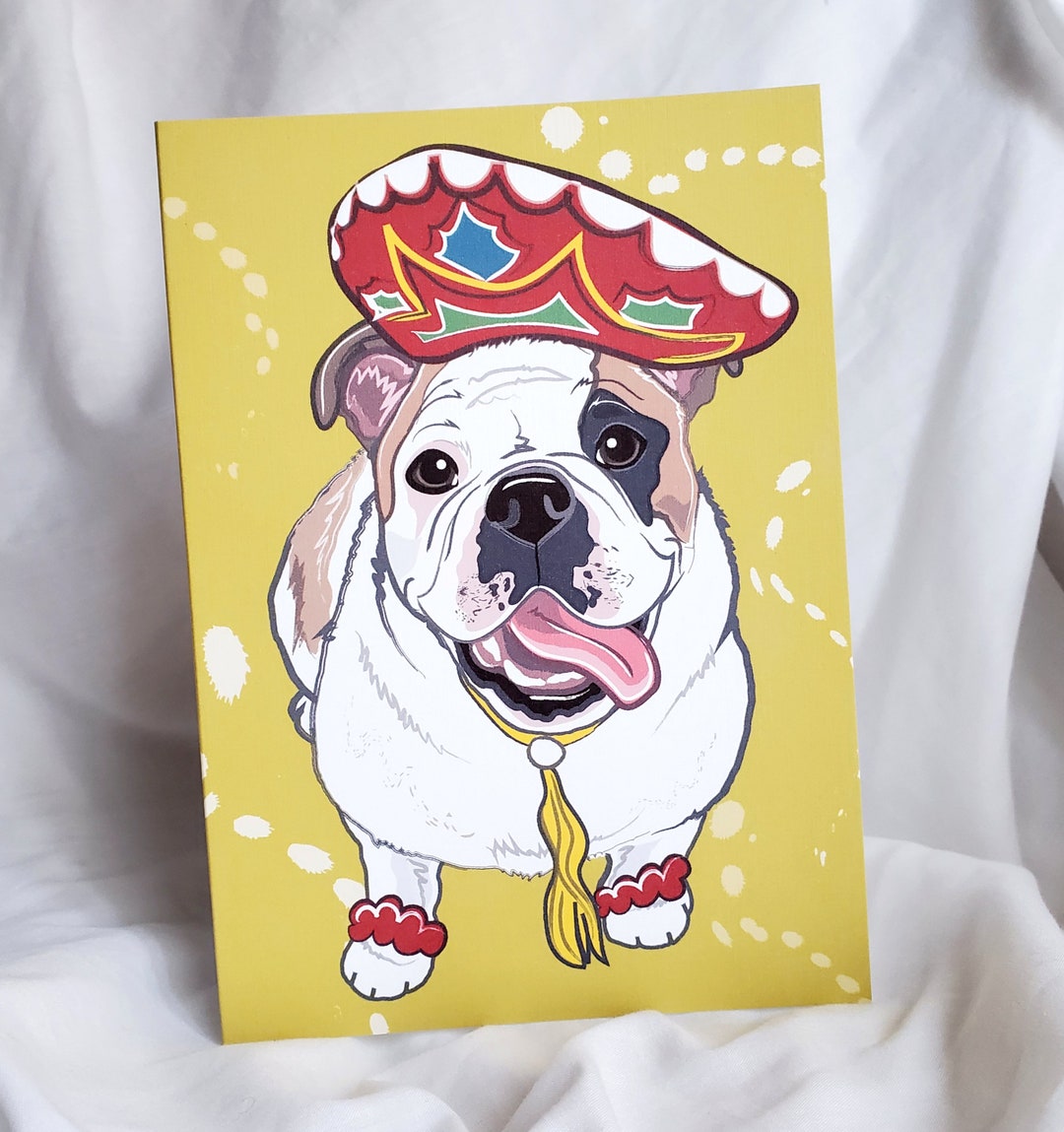 Fiesta Bulldog Greeting Card - Etsy