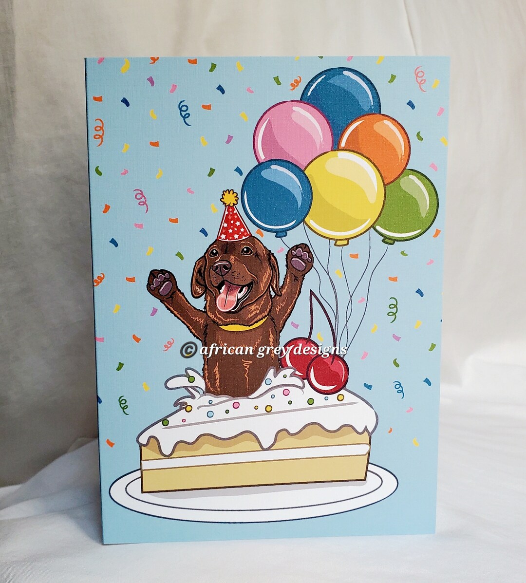 Chocolate Lab Birthday Cake Greeting Card - Choose Your Fur Color - Etsy