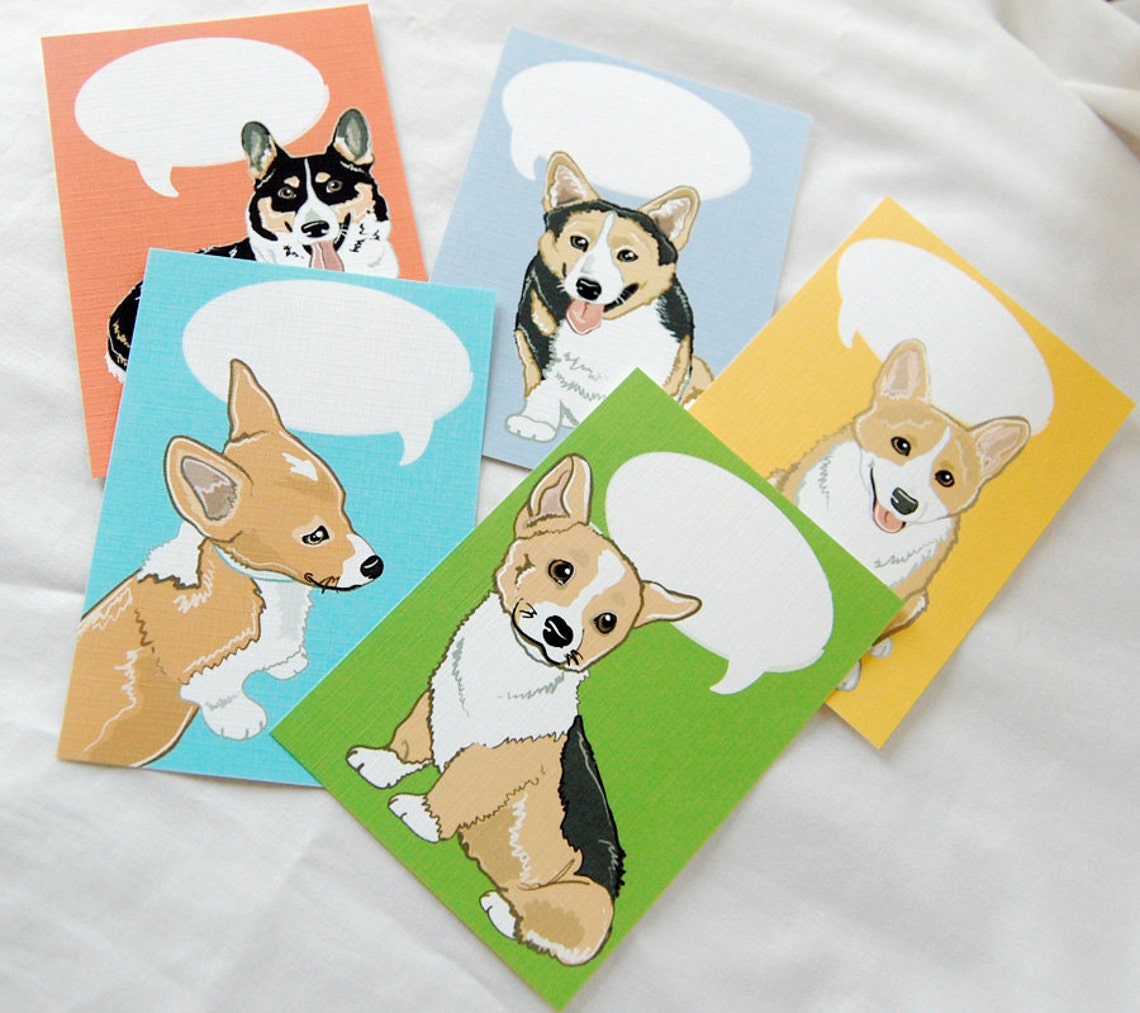 Corgi Mini Notecards Blank Conversation Bubbles - Etsy