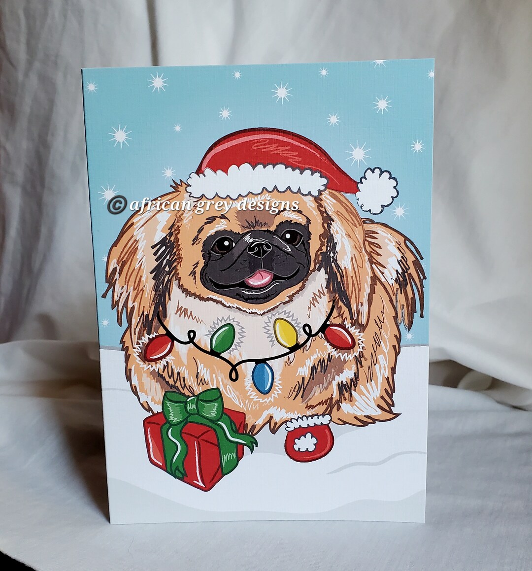 Pekingese Christmas Greeting Card - Etsy UK