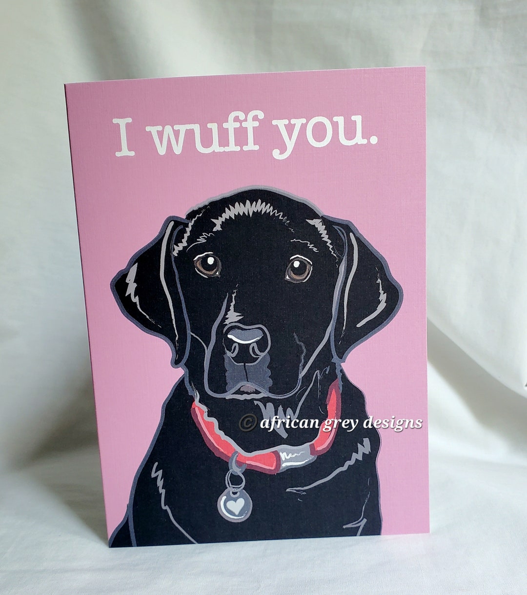 Wuff You Black Lab Greeting Card - Etsy