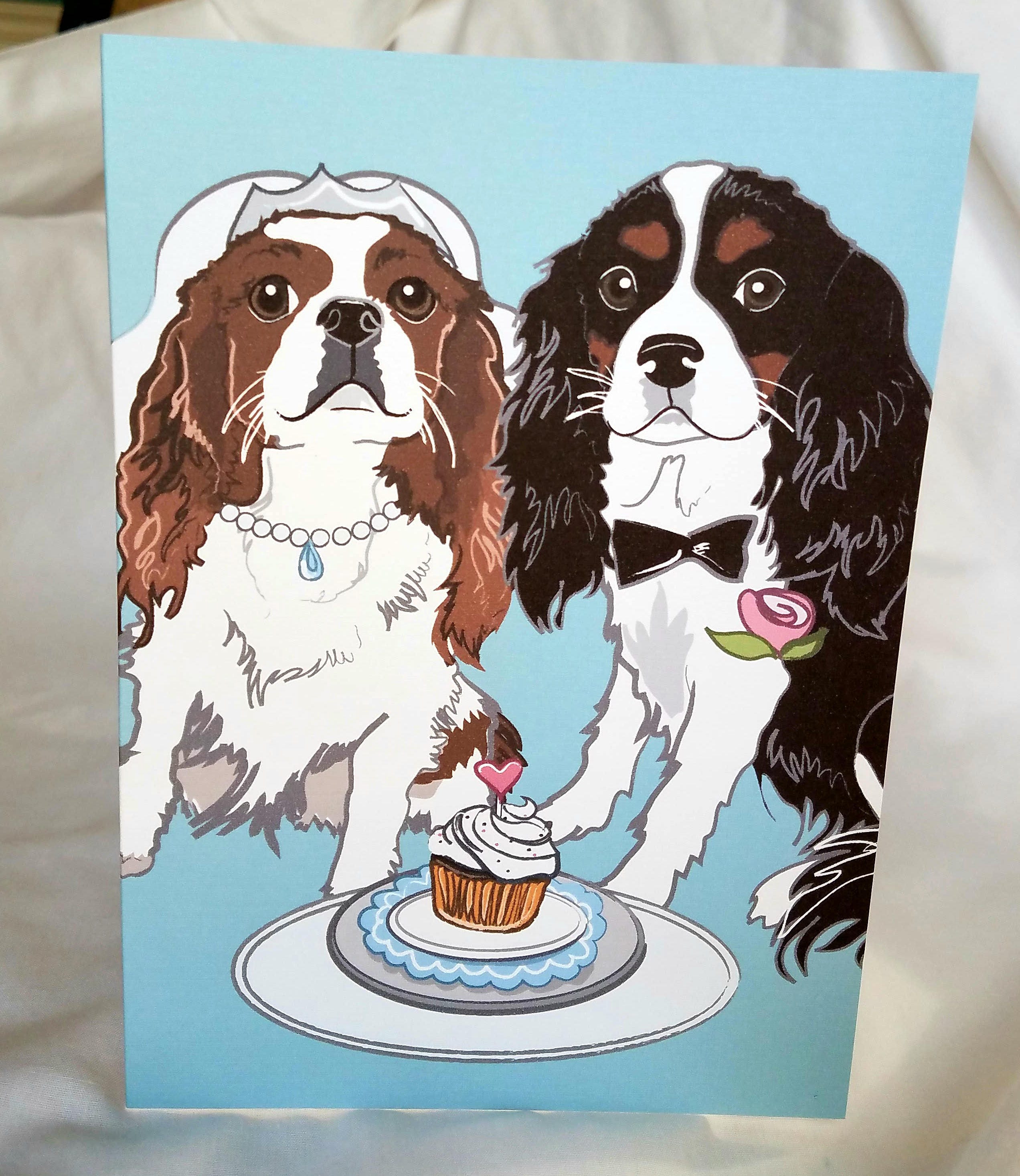 Wedding Cavalier King Charles Spaniels Greeting Card | Etsy