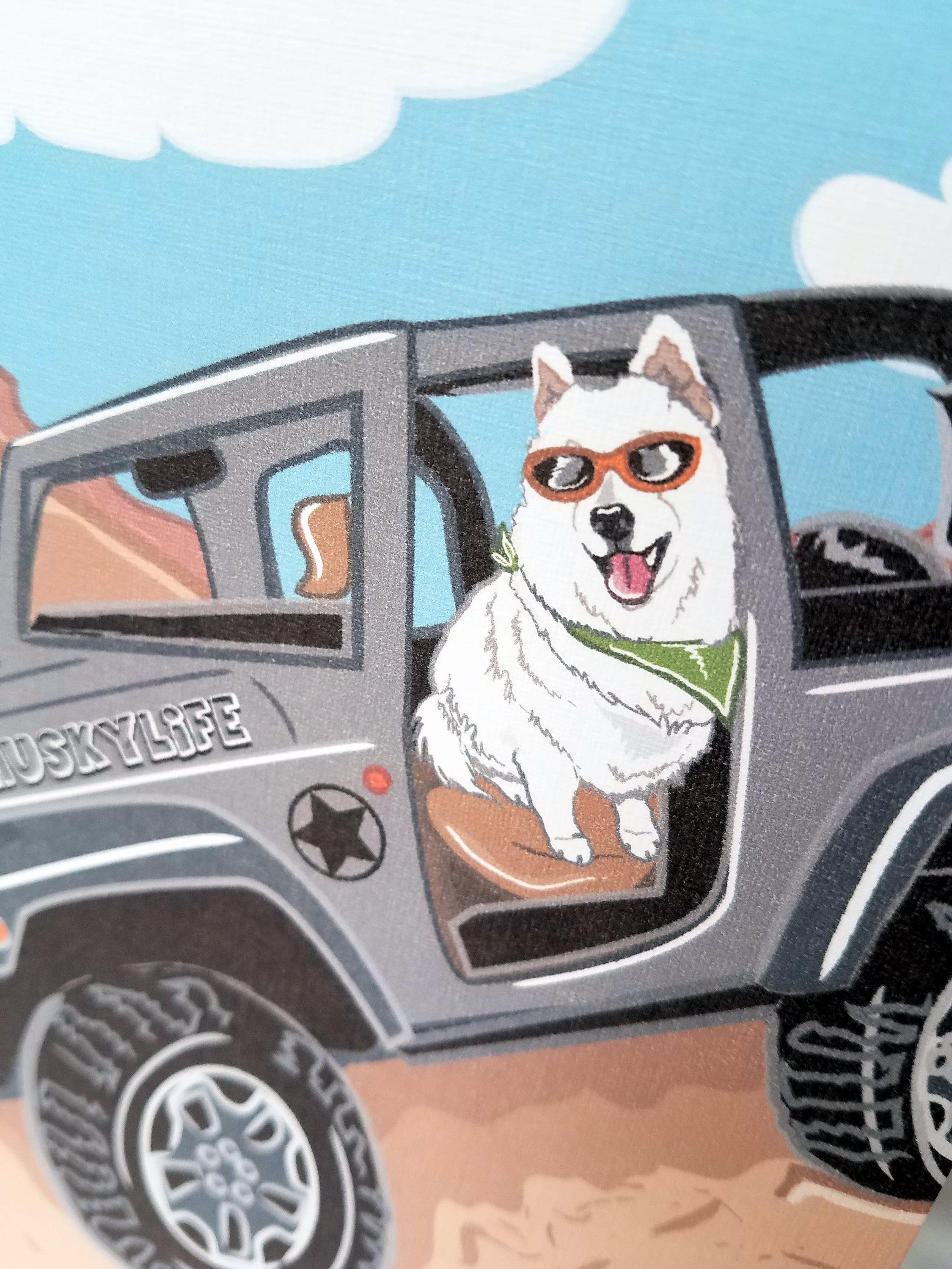 Offroad Siberian Husky Greeting Card Desert Background | Etsy