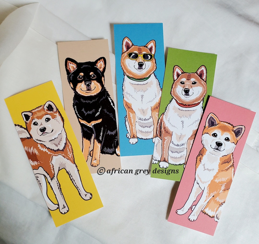 Shiba Inu Bookmarks - Akita Bookmarks - Eco-friendly Set of 5 - Etsy