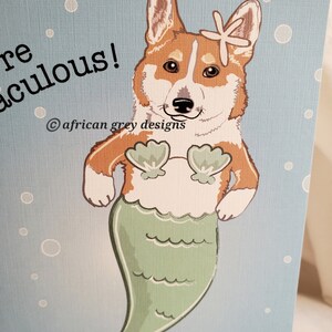 Mermaid Corgi Greeting Card - Etsy