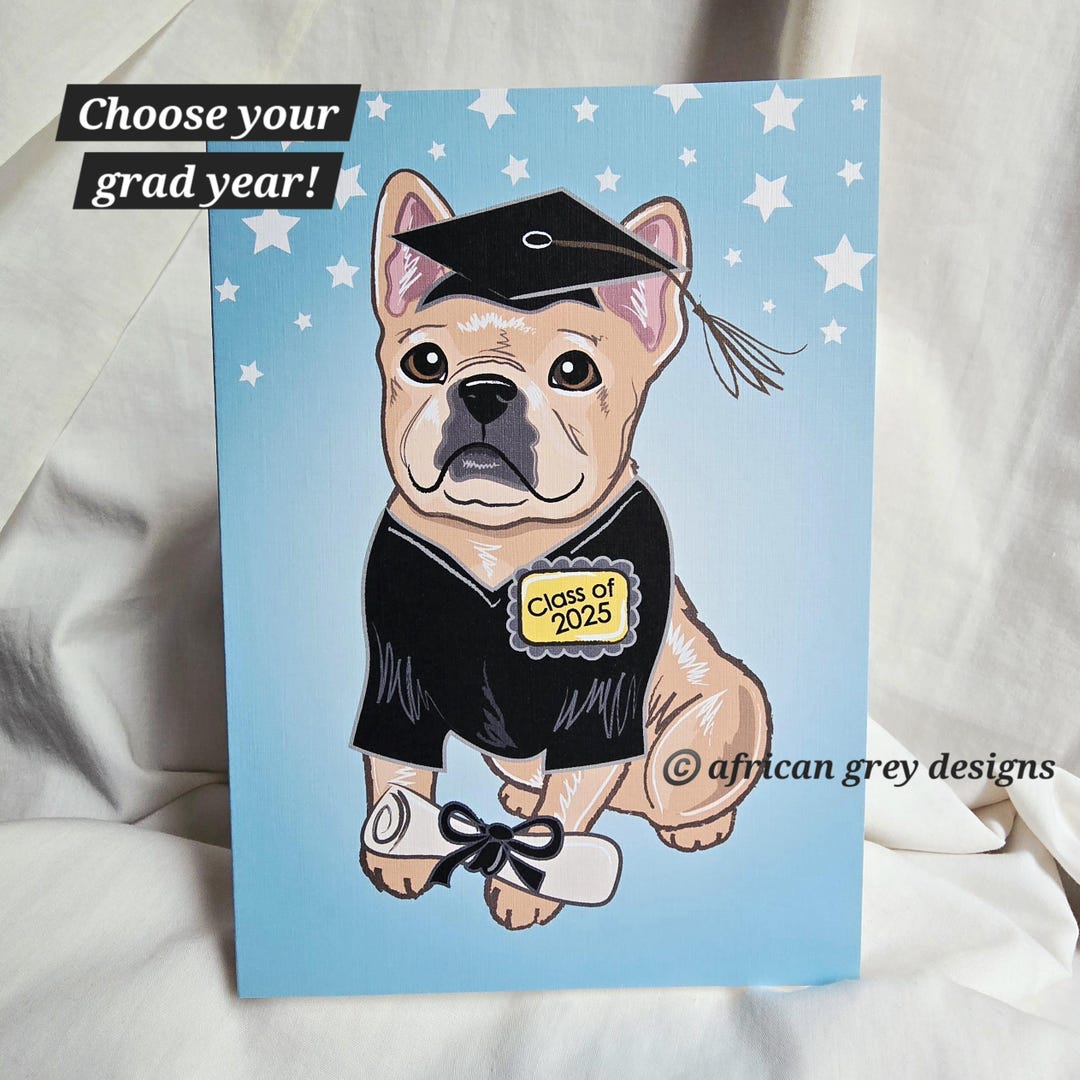 French Bulldog Graduation Greeting Card - Customize the Grad Year - Etsy