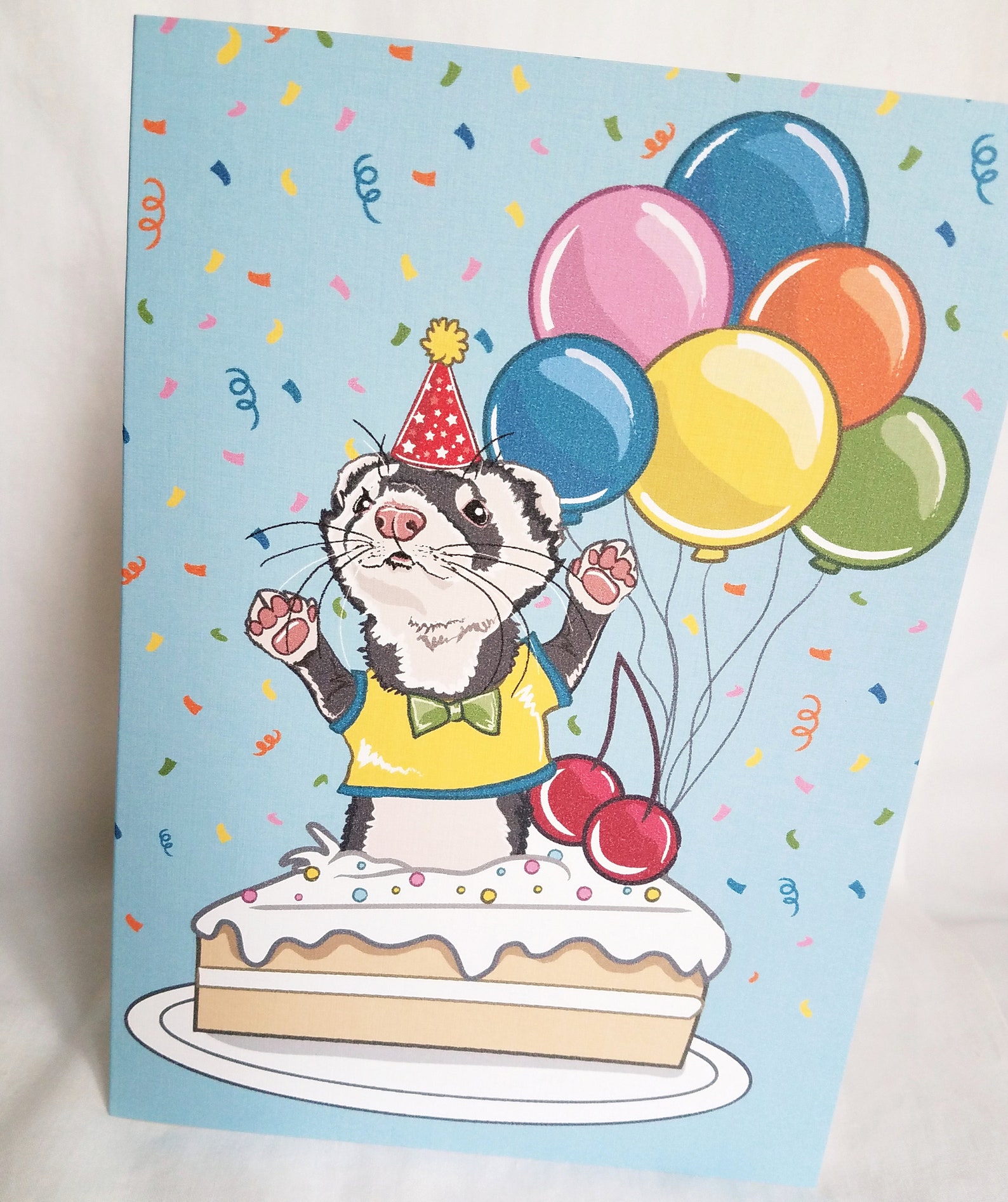 Ferret 'n Birthday Cake Greeting Card | Etsy