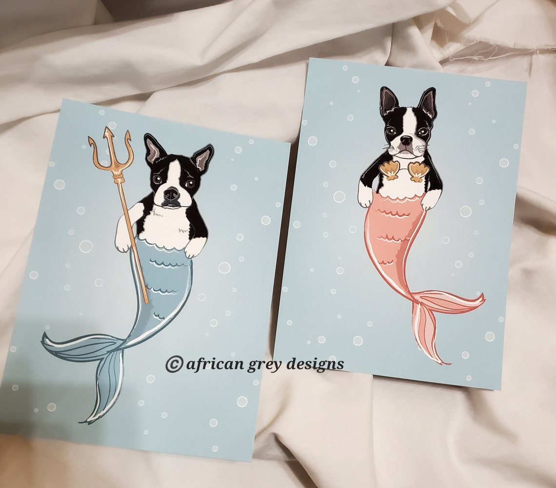Boston Terrier Merdog Prints 5x7 Eco-friendly Pair - Etsy