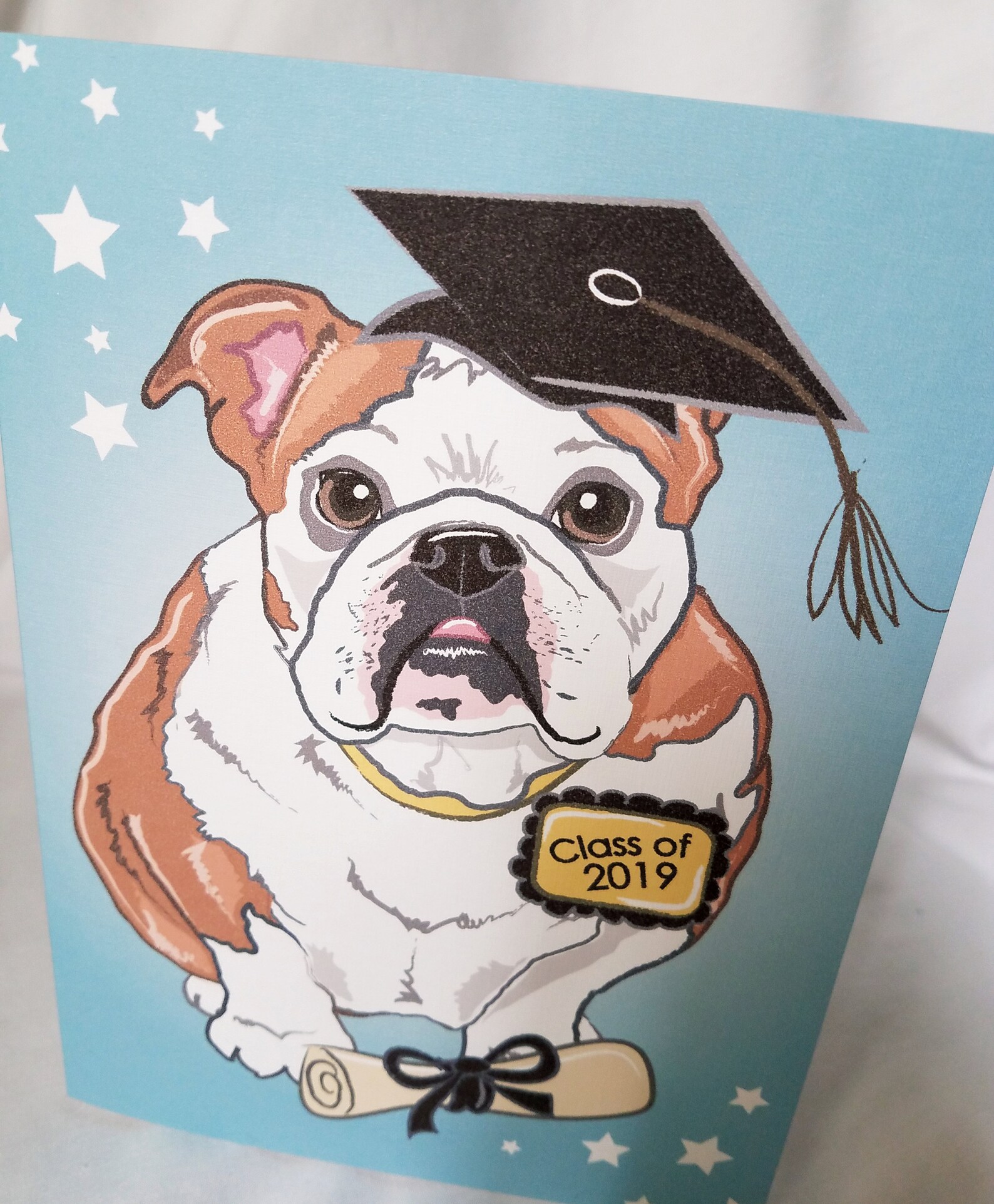 English Bulldog Graduation Greeting Card | Etsy