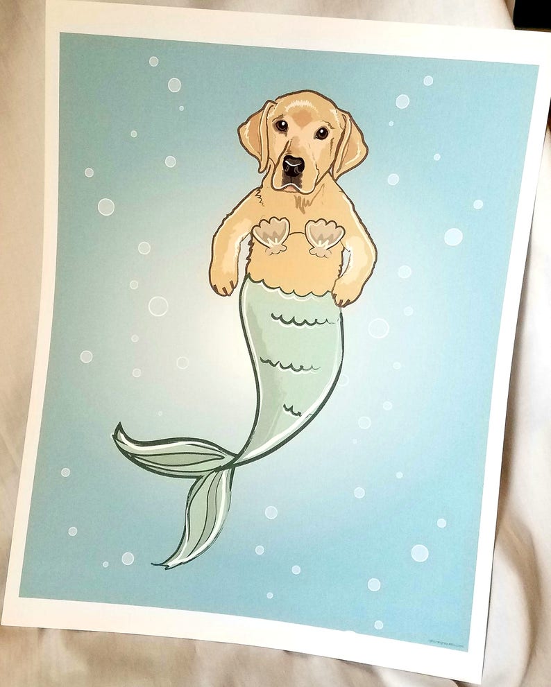 Yellow Labrador Retriever Mermaid Bikini Shell Top | Etsy