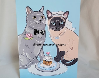 Wedding Card Bride and Groom Cats Wedding Cat Card by the - Etsy