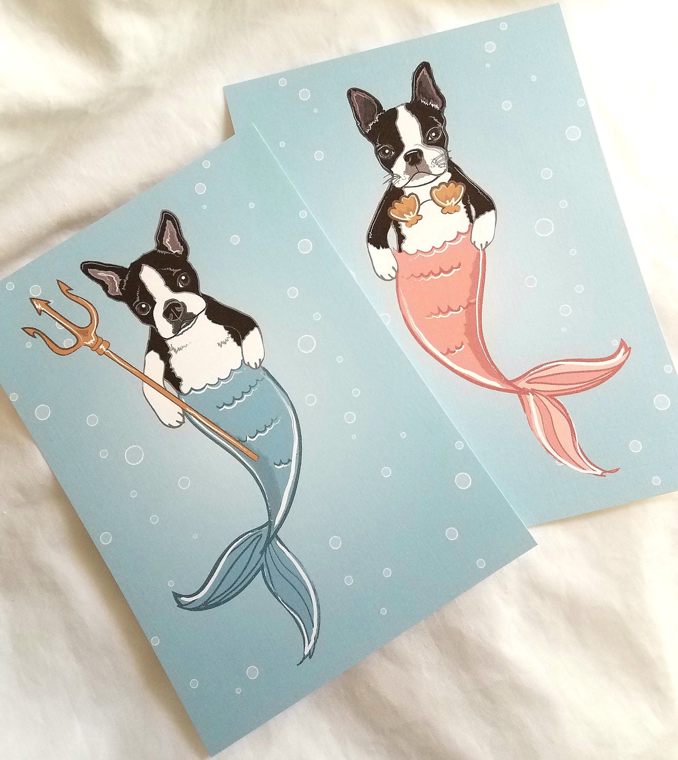 Boston Terrier Merdog Prints 5x7 Eco-friendly Pair | Etsy