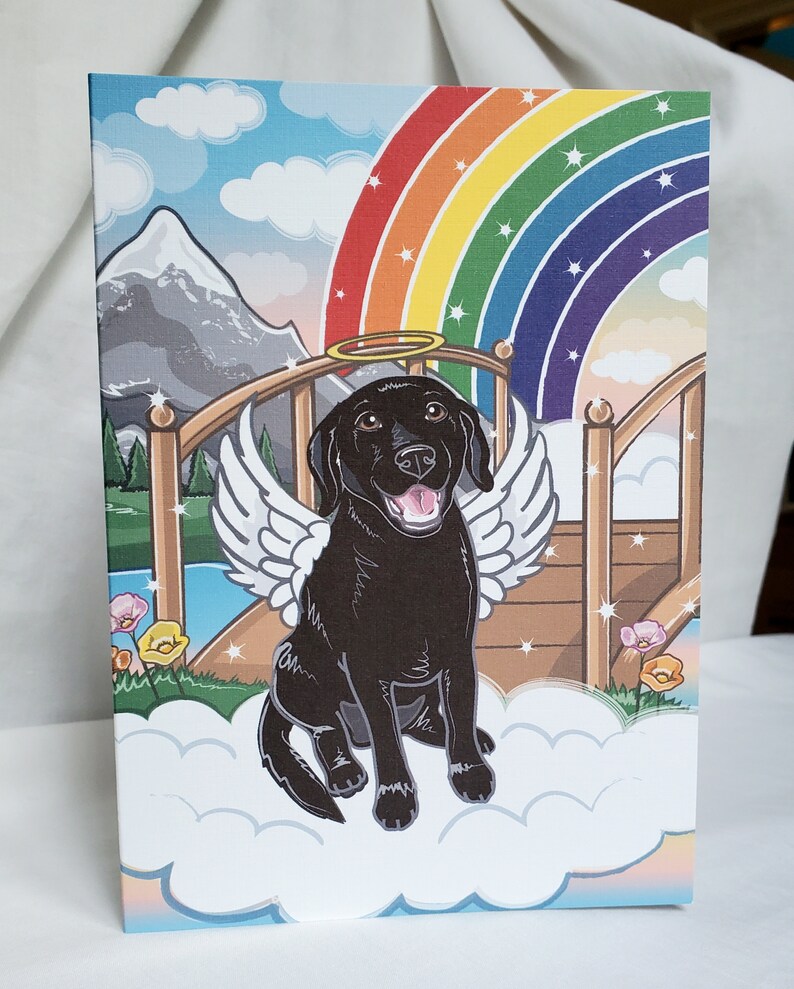 Rainbow Bridge Lab Angel Greeting Card Choose Your Fur Color - Etsy