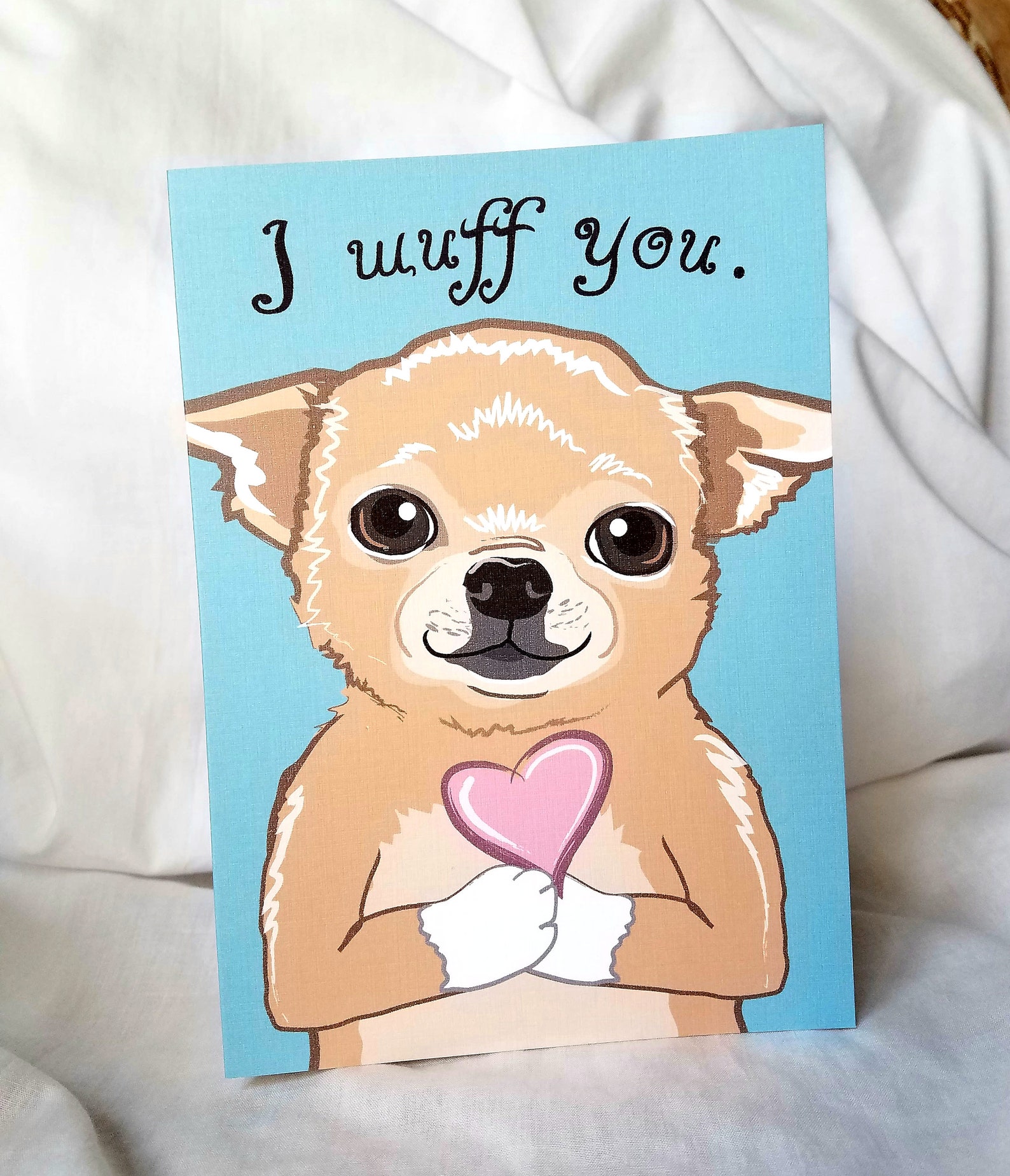 Wuff You Chihuahua Greeting Card | Etsy
