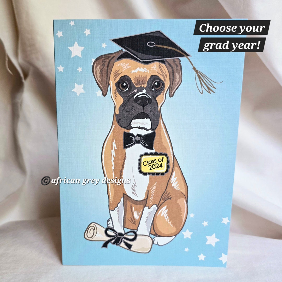 Boxer Graduation Greeting Card - Choose Your Grad Year - Etsy