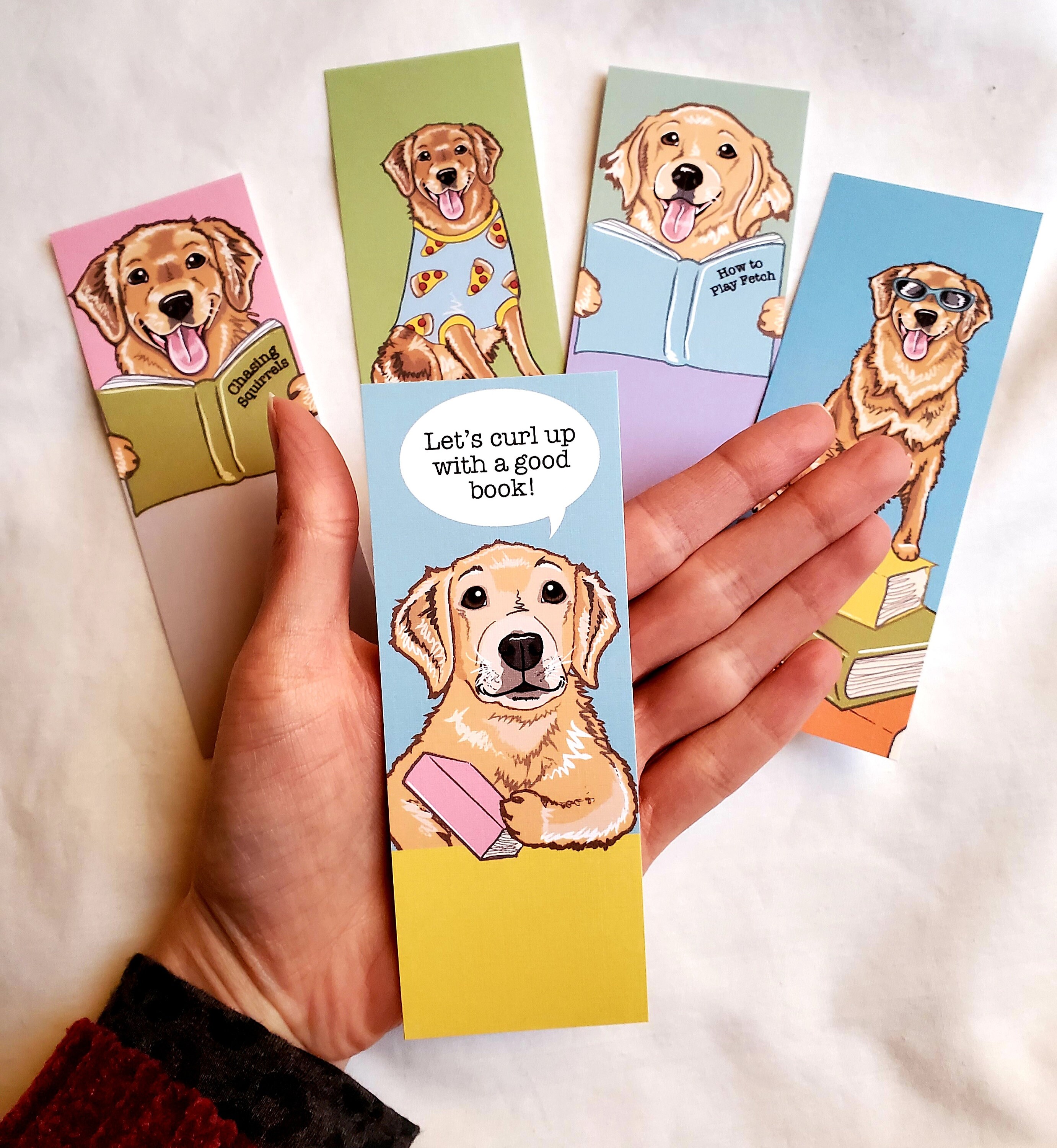 Golden Retriever Bookworm Bookmarks Eco-friendly Set of 5 | Etsy
